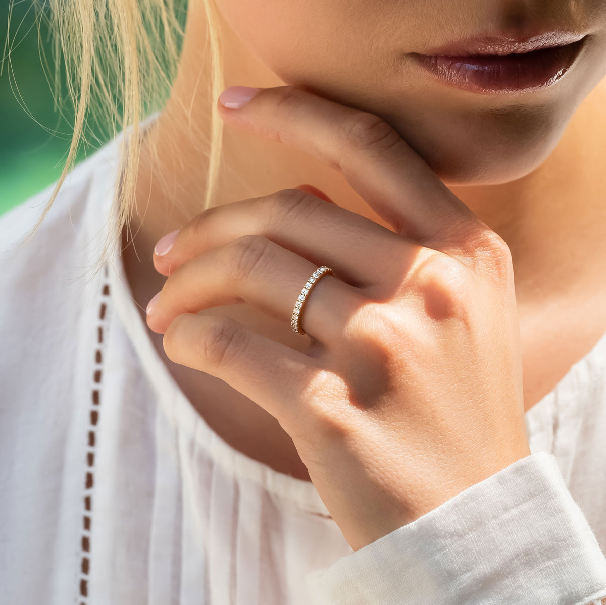 3/4 Pavé diamond eternity wedding ring - Talitha | Beldiamond